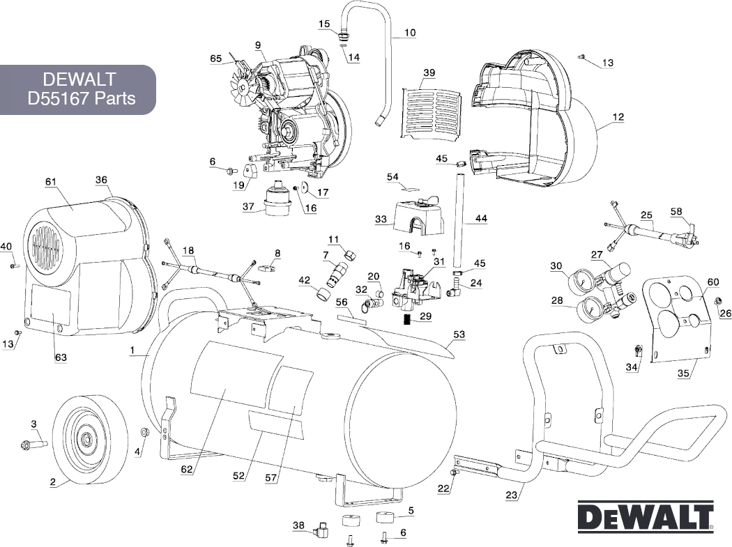 DeWALT D55167 Parts - 15 Gallon Air Compressor - AirCompressorA.com